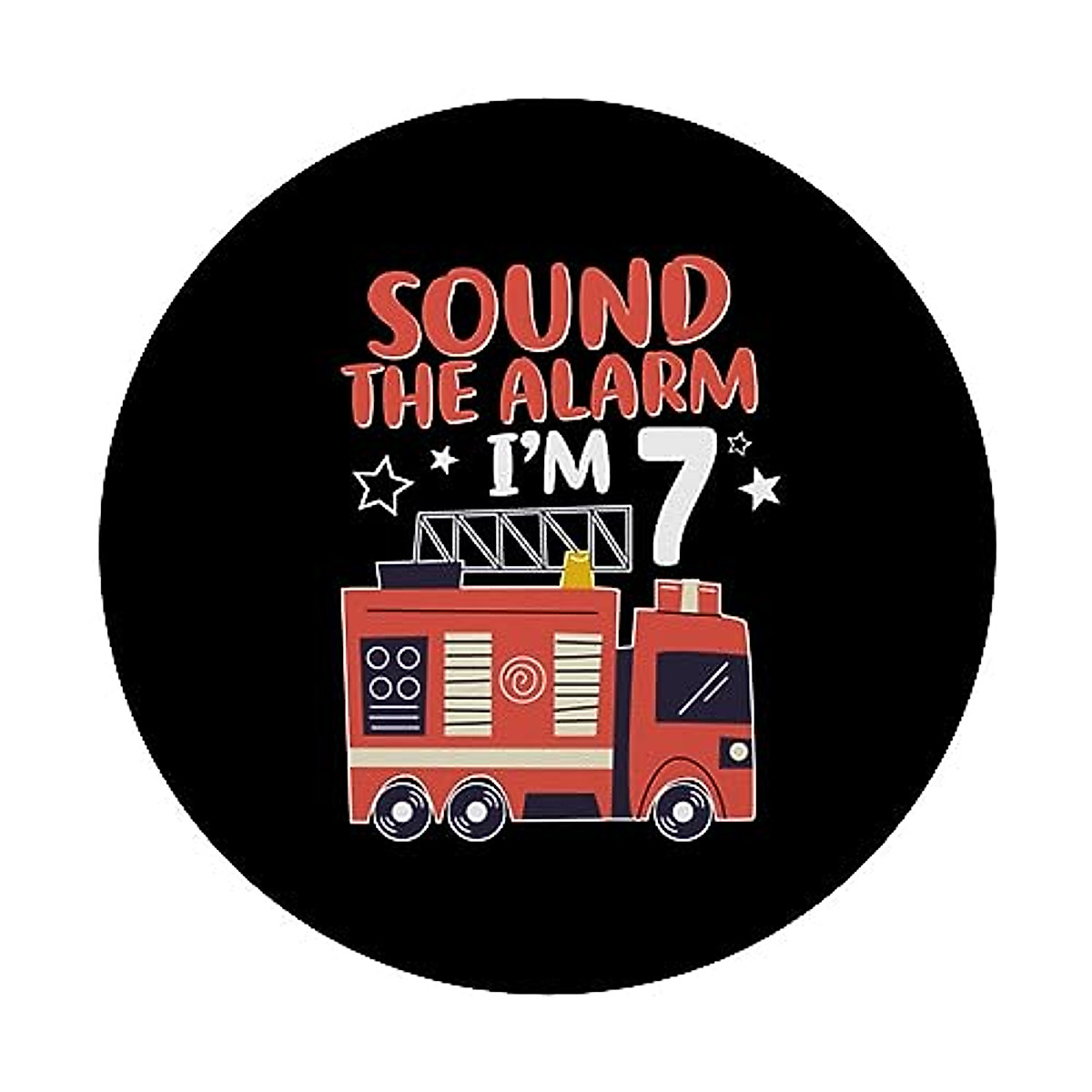 Fire Truck 7th Birthday Firefighter Fireman 7 Year Old PopSockets Swappable PopGrip