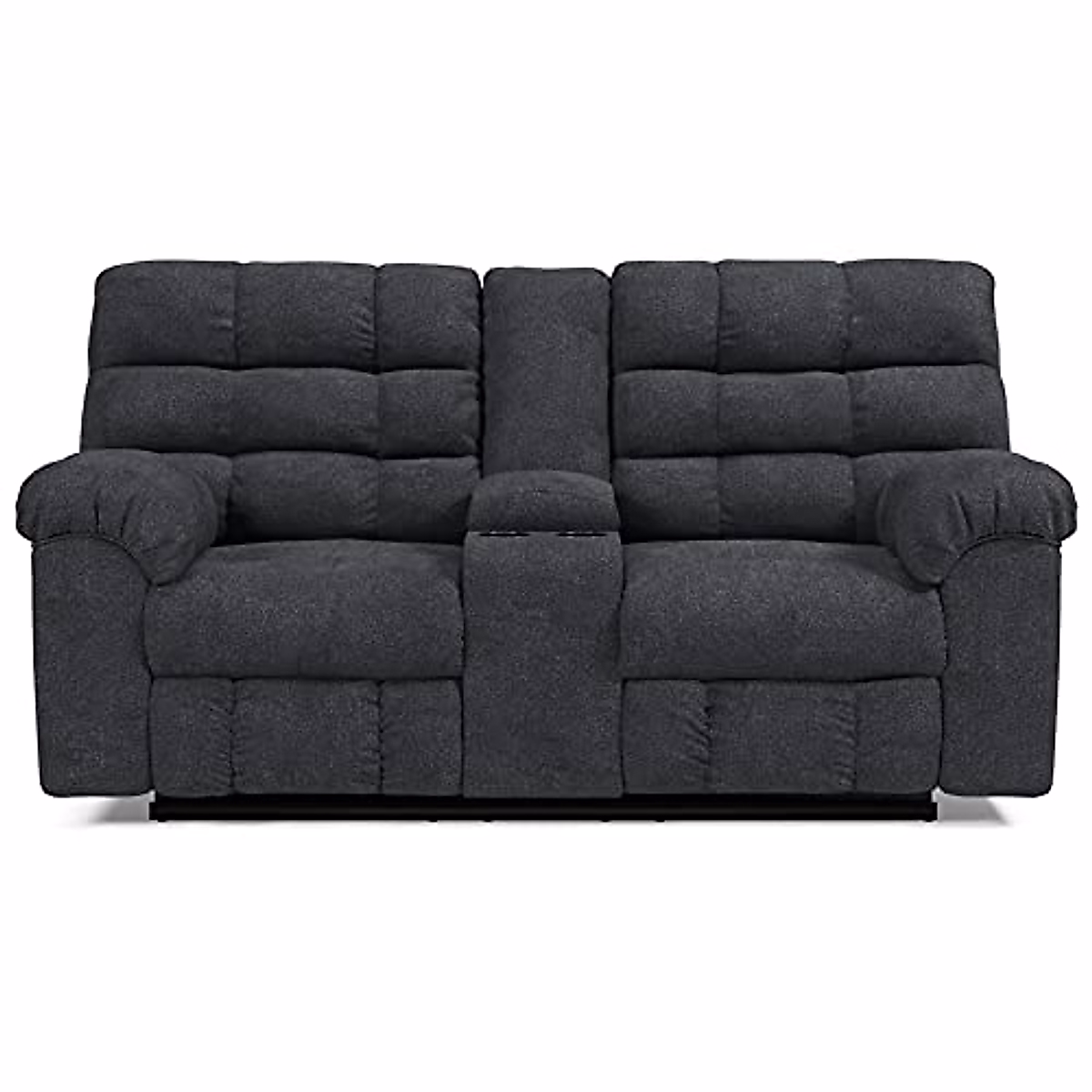 Signature Design by Ashley Wilhurst Reclining Loveseat with Console, Almost Black