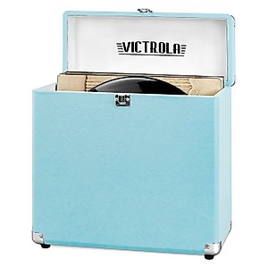 Victrola Vintage Vinyl Record Storage and Carrying Case, Fits all Standard Records - 33 1/3, 45 and 78 RPM, Holds 30 Albums, Perfect for your Treasured Record Collection, Turquoise