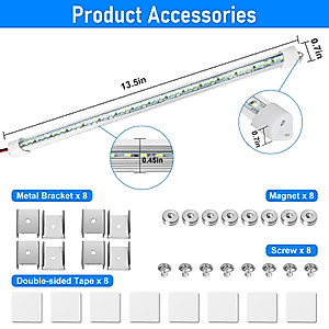 Linkstyle 4PCS 12V LED Interior Light Bar, 192LEDs 12V LED Light Strip with Switch, 6500K Slim Car Interior Lights for Car Truck RV Boat Cabinet