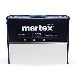 Martex 225 Thread Count Cotton Rich Bed Brushed Cotton Blend Super Soft Finish Easy Care Machine Washable Wrinkle Resistant Bedroom Guest Room 4 piece Sheet Sets, Full, White