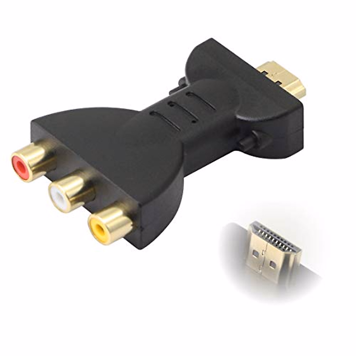 YAODHAOD HDMI to 3 RCA Adapter, HDMI-AV Adapter, AV Video Audio Converter Adapter (Red, White, Yellow) (Regular Version)