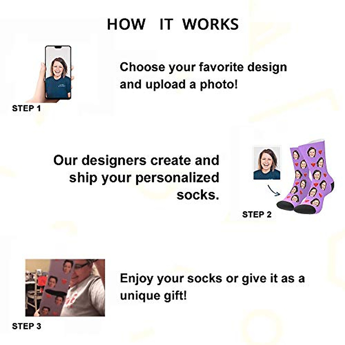 VEELU Personalized Socks with Picture Custom Dog Face Crew Sock for Men Women Kid