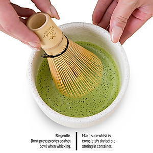Zulay Traditional Matcha Whisk & Spoon - 100 Prong Matcha Bamboo Whisk For Ceremonial Tea Preparation - Authentic Japanese Bamboo Whisk For Matcha Tea - Matcha Tea Whisk for The Perfect Matcha