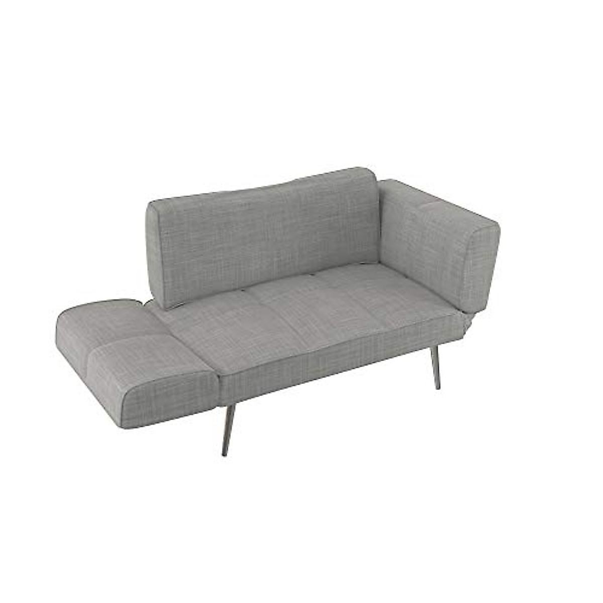 Novogratz Leyla Loveseat with Magazine Storage, Adjustable Sofa Bed Armrests to Convert into a Couch Sleeper, Light Gray Futon