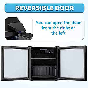 Antarctic Star Mini Fridge Cooler - 70 Can Beverage Refrigerator Black Glass Door for Beer Soda or Wine –Small Drink Dispenser Machine Clear Front Removable for Home, Office or Bar, 1.6cu.ft.