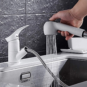 Bathtub Deck Mount Brass Kitchen Faucets Mixers Single Handle White Pull Out Kitchen Water Tap