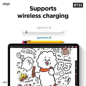 elago BT21 Classic Pencil Case Compatible with Apple Pencil 2nd Generation, Durable Silicone Cover, Protective Holder, Compatible with Magnetic Charging and Double Tap [Official Merchandise] [RJ]