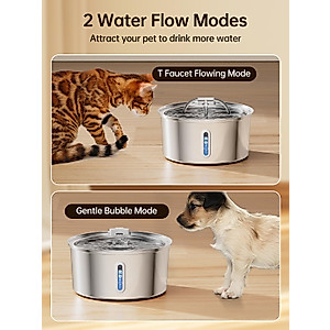 Cat Water Fountain Stainless Steel, 3.2L/108Oz Pet Water Fountain for Drinking, Automatic Metal Dog Water Dispenser Bowl with Quiet Pump, Dual-Stream, Filtration for Cats, Dogs, Multiple Pets Indoor
