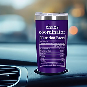 AXIARA Gifts for Women - Chaos Coordinator 20 oz Stainless Steel Insulated Coffee Tumbler With Lid - Teachers Day Birthday Appreciation Thank You Gifts for Coworkers Boss Lady Employee Teachers