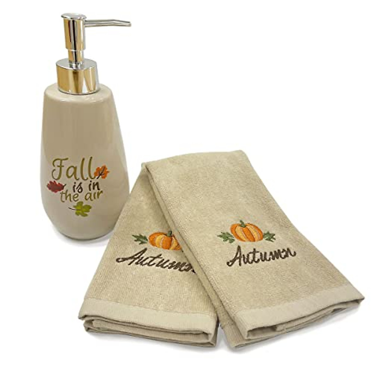 Avanti Linens - Fall is in The Air - Soap Dispenser & Fingertip Towel Set, Bathroom Accessories & Decor