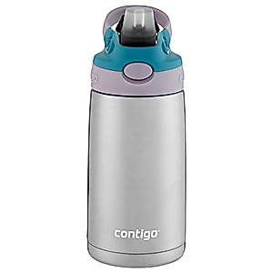 Contigo Kids Stainless Steel Water Bottle with Redesigned AUTOSPOUT Straw, 13 oz, Eggplant & Punch & Kids Stainless Steel Water Bottle with Redesigned AUTOSPOUT Straw, 13 oz, Taro & Juniper