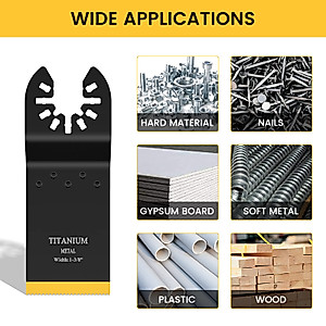 10PCS Titanium Oscillating Multitool Blade for Wood Metal, Titanium Oscillating Saw Blades for Nail Screw Cutting, Oscillating Tool Blades Multi Tool Blades Kits fit Dewalt Milwaukee Fein Multimaster