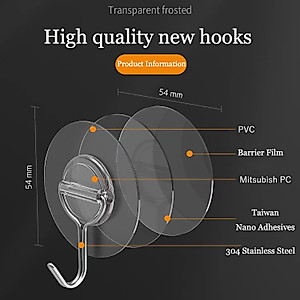 MAGPIE Adhesive Hooks 30kg/66lbs(Max) Duty Wall Hooks SelfTraceless Clear and Removable, Waterproof and Rustproof Multiple Uses for Bathroom Kitchen Home 10 Pack