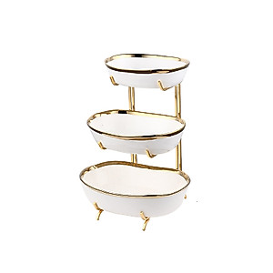 Fruit Bowl Creative Three-layer Fruit Plate Living Room Home Decoration Chinese Snack Plate Candy Plate Front Desk Fruit Bowls (Color : White)