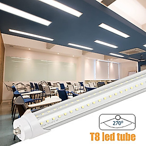 WAHADI 6 Pack 6FT T8 LED Tube Light Bulbs 40W 6000K Daylight with Dual-Row LED Single pin Fa8 Cap 6 Foot T10 T12 Fluorescent Lamp Replacement for Garage, Shop, Warehouse