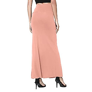 Urban CoCo Women's Vintage High Waist Bodycon Split Maxi Skirt(Pink,L)
