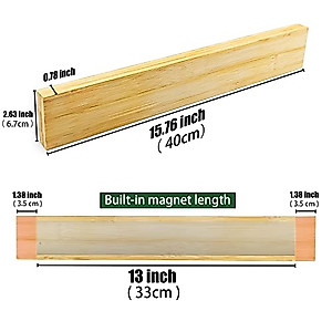 15.7 Inch Bamboo Magnetic Bits Holder Bar, Powerful Magnetic Garage Wall Pegboard Anti-Lost Workshop Small Metal Tools Storage Flat Magnet Strip,Easy Access Tools Organizer, Keep your Tools in Neat
