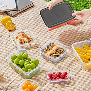 34Pcs Food Storage Containers with Lids (17 Containers and 17 Lids), Salad Dressing Condiment Leftover Lunch Box, Reusable Plastic Freezer Containers Microwave Dishwasher Safe (7 Assorted Size, Grey)