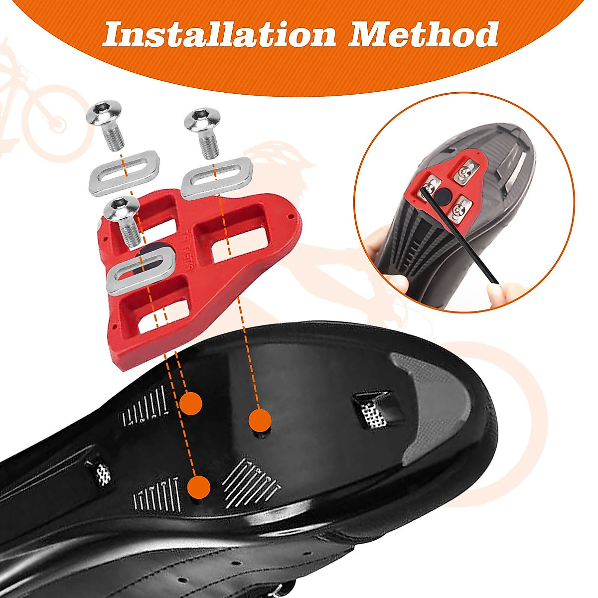 ChengFu Delta Cleat Screws, Spd Clip Screws, Replacement Screws Compatible with Delta Bike Cleats, Spd Clip Wrench, Indoor Cycling & Road Bike Delta Cleat Screws with Wrench(6pcs)