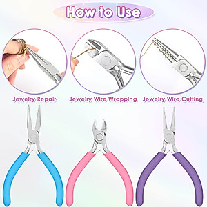 Jewelry Pliers Set - Needle Nose, Round Nose and Wire Cutters for Jewelry Making, Repair and Crafts