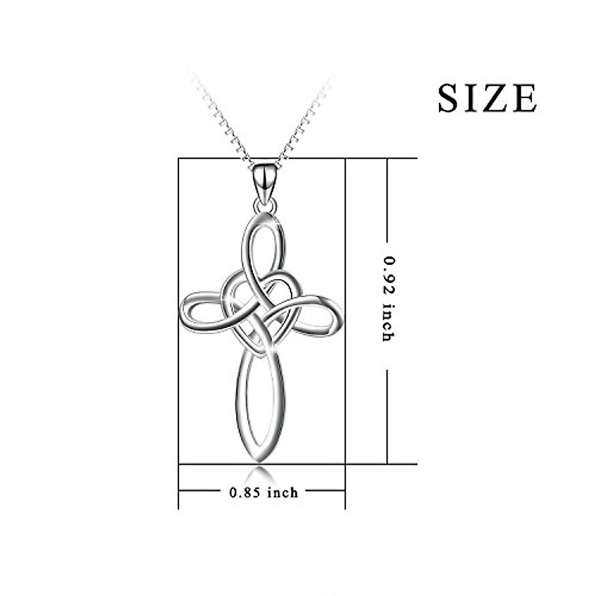 YFN Celtic Knot Cross Necklace 18k White Gold Tone Sterling Silver Infinity Love Heart Pendant Necklace 20" for Women