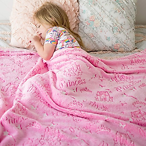 Princess Blanket Glow in The Dark Luminous Magical Blanket for Little Girls - Soft Plush Pink Fantasy Castle Blanket Throw for Kids - Large 60in x 50in Glowing Stars Blankets Gift for Girls