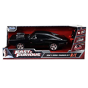 Jada Toys Fast & Furious 1:16 1970 Dodge Charger RT Remote Control Car 2.4 GHz Black, Toys for Kids and Adults, Glossy Black (97584)