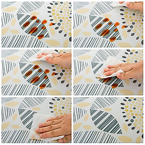 LIBERECOO Round Vinyl Fitted Tablecloth with Flannel Backing Elastic Edge Plastic Table Cover Waterproof Table Cloth Stain-Resistant Wipeable for 40"-44" Round Table