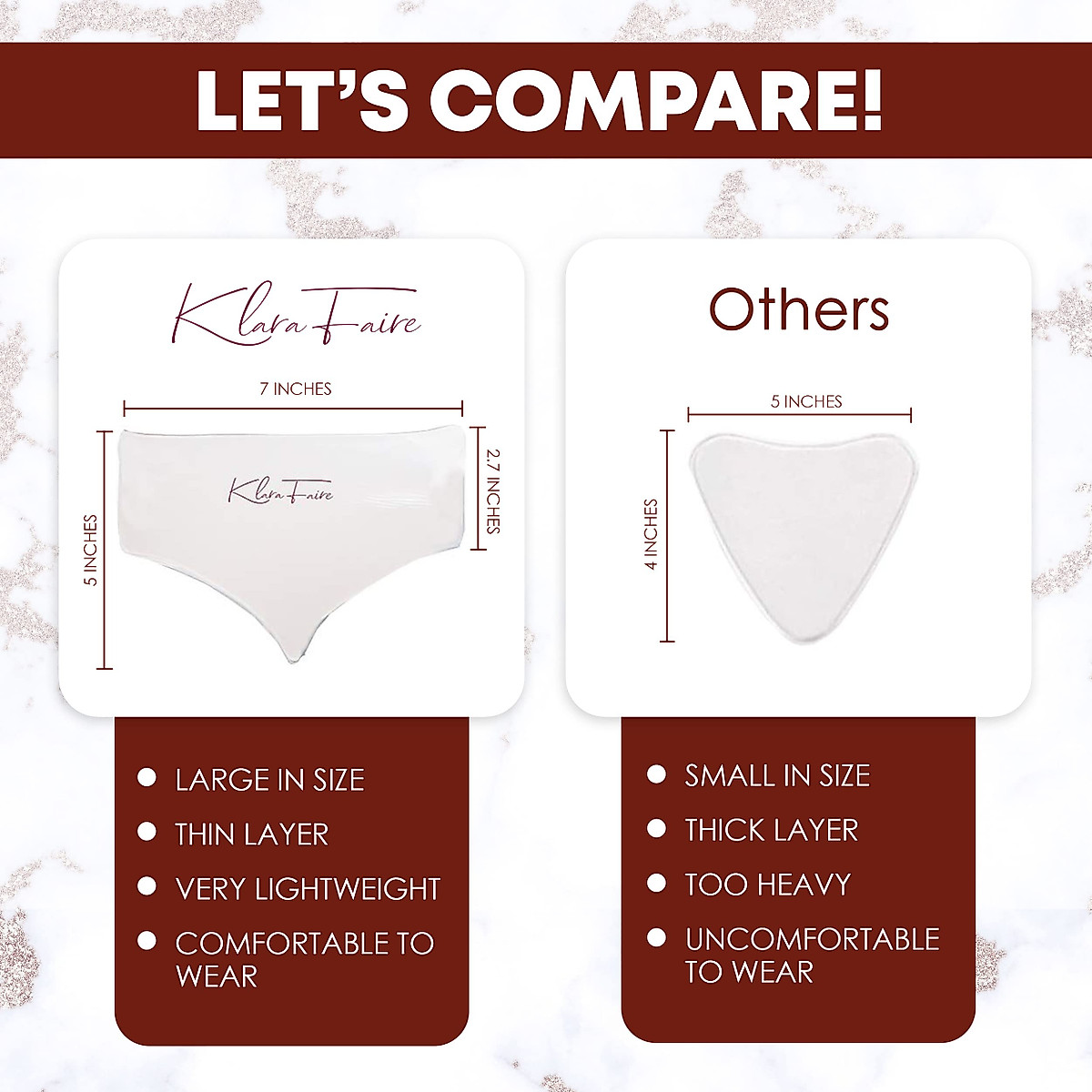 Klara Faire Chest wrinkle pads 4 pack | Decollete anti wrinkle chest pads | Chest Wrinkle Pads Sleeping | Anti wrinkle Chest pads | Washable Chest Wrinkle Prevention