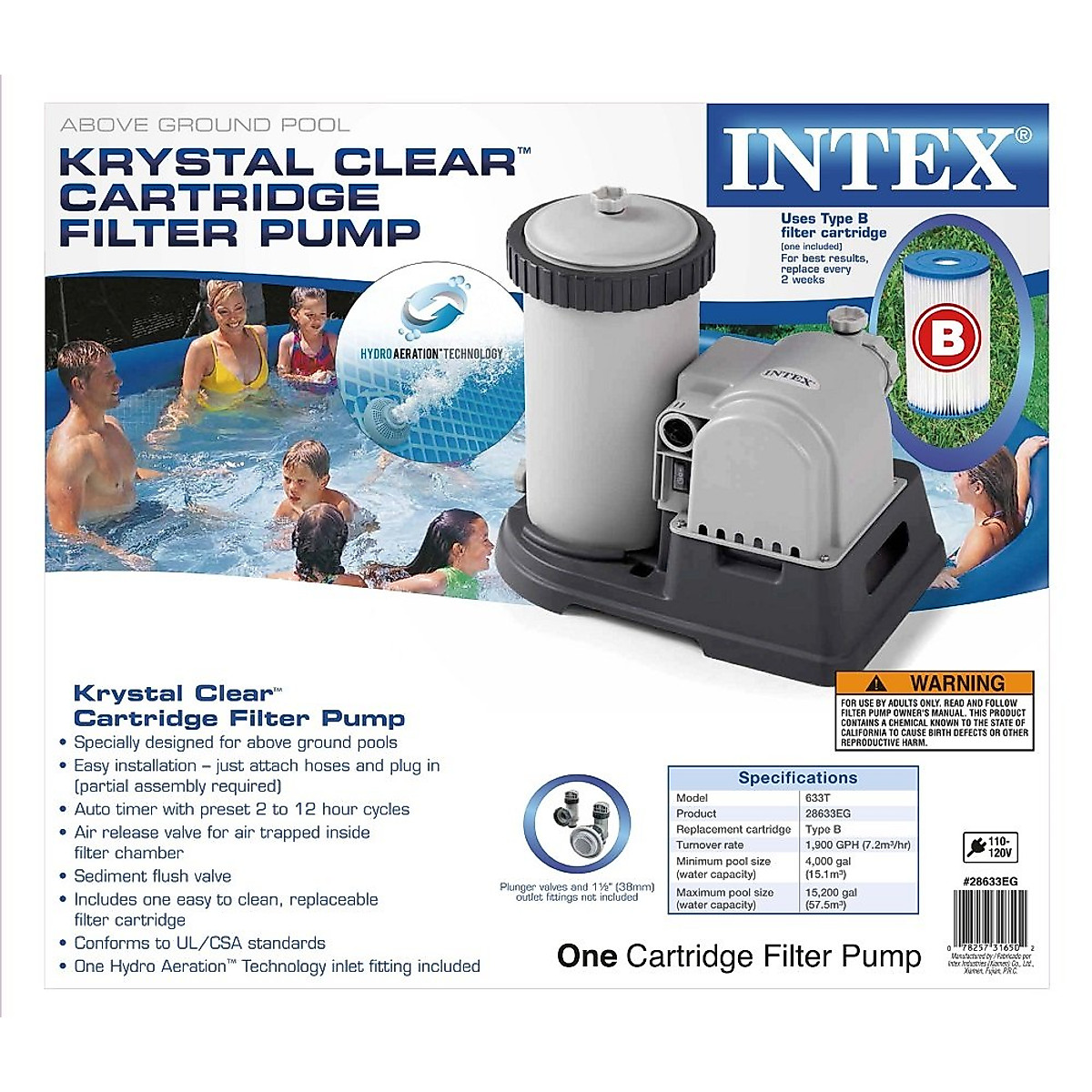 INTEX 2500 GPH Krystal Clear Pool Filter Pump w/ Timer | 56633E