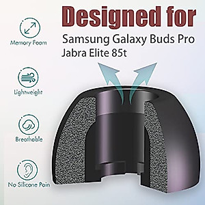 Luckvan Galaxy Buds Pro Ear Tips Replacement Memory Foam Tips for Samsung Galaxy Buds Pro Case Cover Noise Isolation Earbuds Tips Fit in Charging Case, 3 Pairs LMS Black