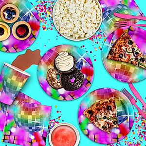 Disco Birthday Party Supplies Set Plates Napkins Cups Tableware Kit for 16