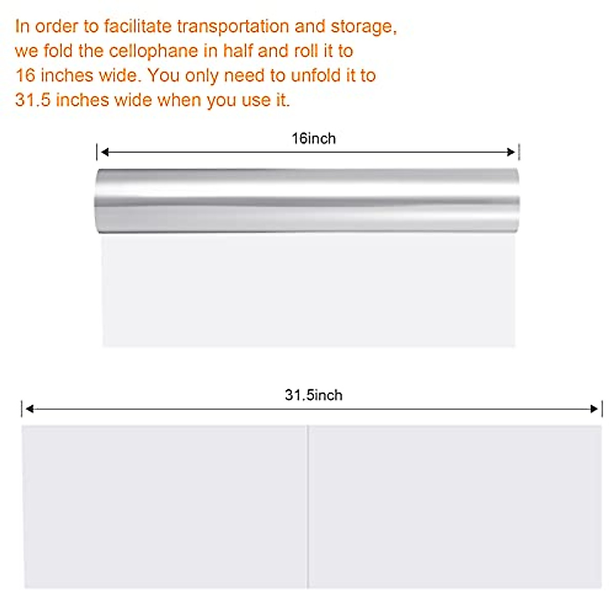 Zonon 31.5 Inch x 100 Ft Cellophane Wrap Roll Cellophane Bag Cellophane Basket Wrap with 10 Rolls Colorful Curling Ribbon Metallic Curling Balloon Ribbon for Flowers Baskets Handicraft Crafts (Clear)