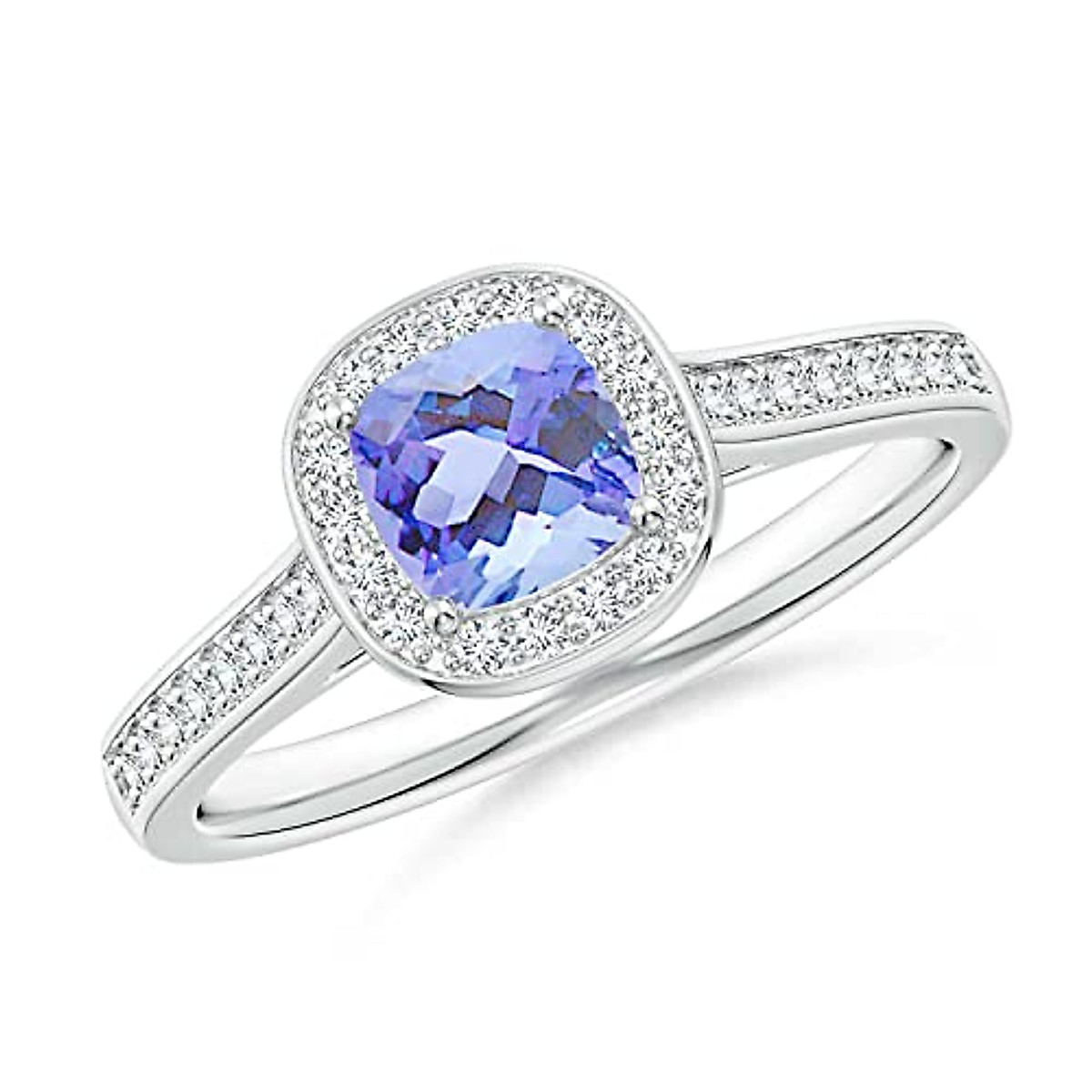 NYZA JEWELS Cushion 5.00mm Tanzanite Ring | Sterling Silver 925 | Engagement & Anniversary Collections For Woman's | Make Your Occasion Memorial With Tanzanite (White, 6)