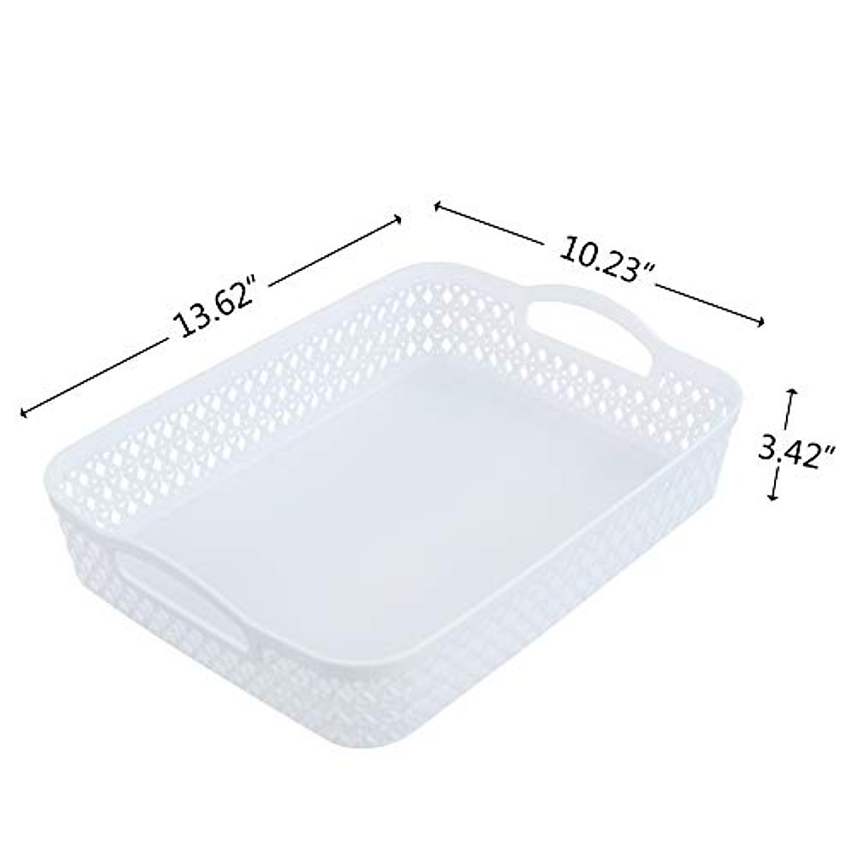 Saedy White A4 Paper Storage Baskets, Plastic Organizer Basket Tray, Set of 6