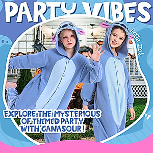 CANASOUR Kids Christmas Halloween Costumes Anime Cosplay Animal One Piece Onesie Pajamas 10-12 Years Girls Boys (10-12 Years, Blue)