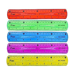 BELOWSYALER Flexible Ruler,2Pcs Color Flexible Rulers Soft Bendable Plastic Rulers Duals Scale Bendable Flexible Rubber Rulers Clear Straight Ruler
