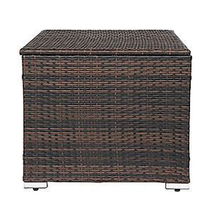 Henf 67 Gallon Outdoor Wicker Storage Box Patio Rattan Square Storage Deck Box, All Weather Patio Furniture Storage Organizer for Storing Tools, Accessories and Toys (Brown)