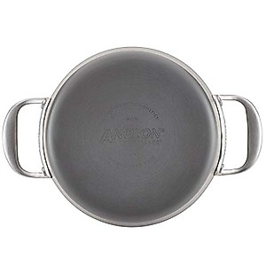 Anolon Allure Hard Anodized Nonstick Sauce Pan/Saucepan with Lid, 4 Quart, Gray