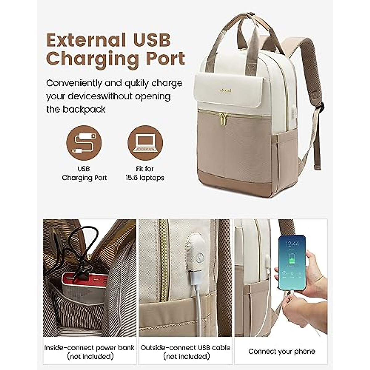 LOVEVOOK Laptop Backpack for Women, Cute Laptop Bag with USB Port, Waterproof Travel Work Backpack Purse, Anti-Theft College Backpacks Casual Computer Daypack Nurse Teacher Bag