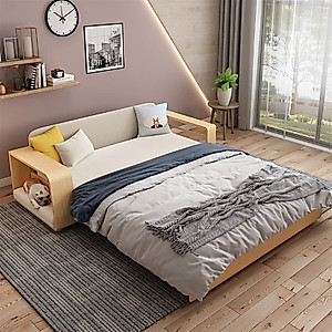 Can be Given as a giftSofa Bed Couch Sofa Sleeper Modern Futon Sofas Sets Fold Up and Down Linen Fabric Recliner Couch for Living/Reception Room (Beige)