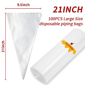 Piping Bags 21 inch Large Pastry Bags Decorating Tools 100 PCS Piping Bags for Cream Icing Frosting Cookie Cake Decorating (21 inch)