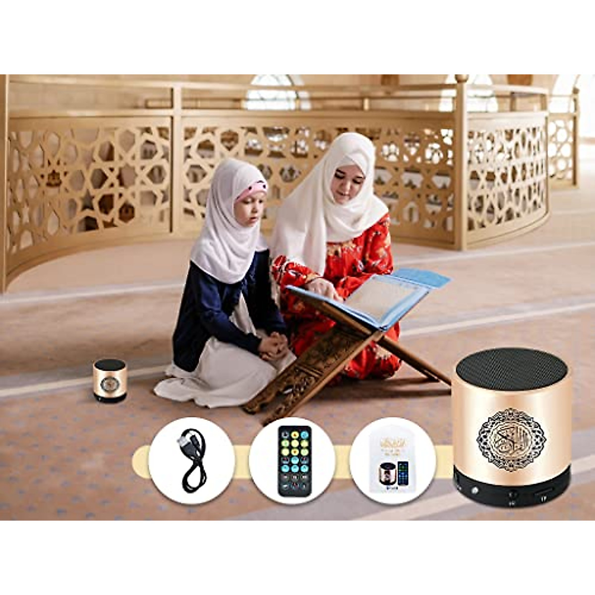 Hitopin Portable Digital Quran Speaker with Remote Control over18 Reciters and 15Translations Available Quality Qur'an Speaker Arabic English French, Urdu etc Mp3 FM Radio