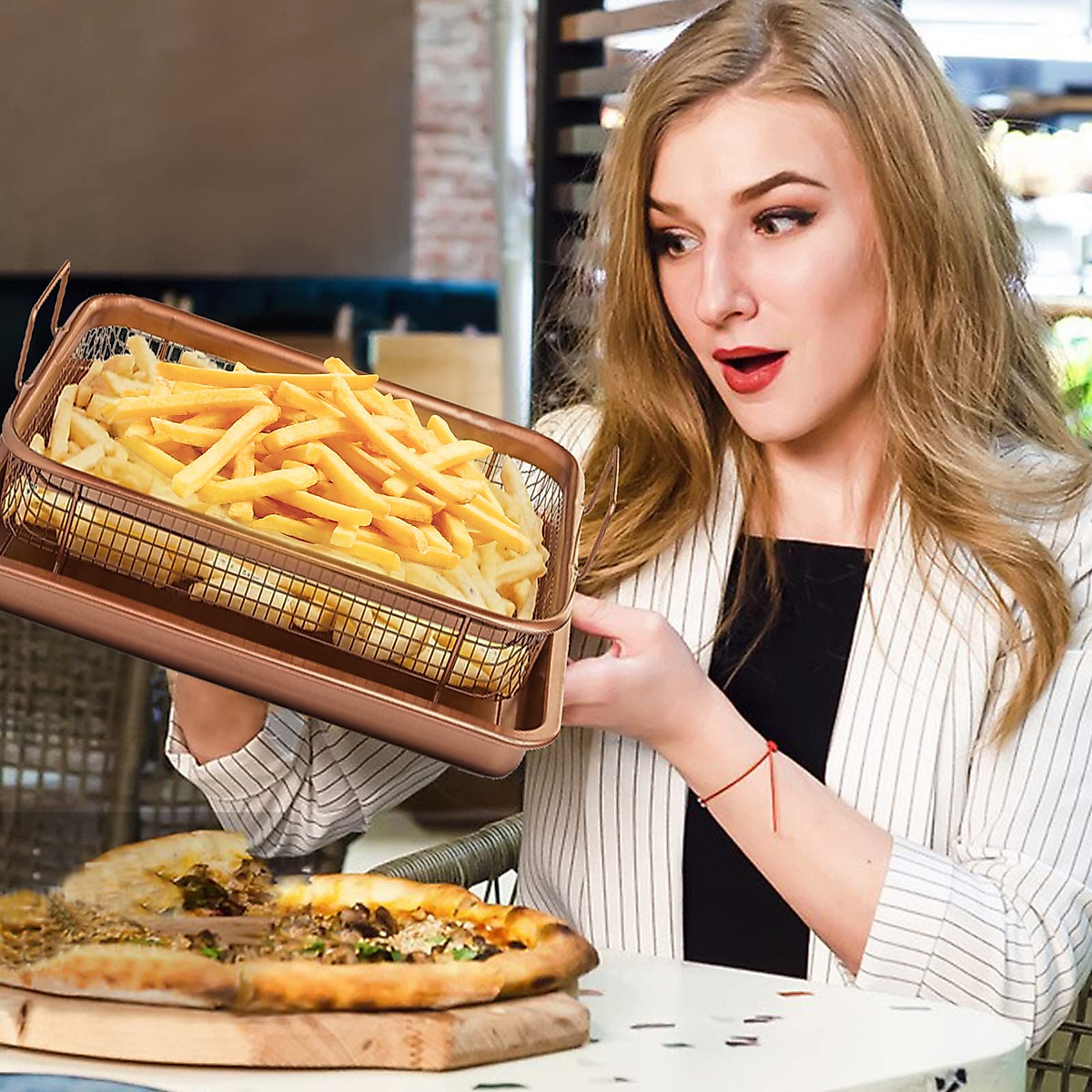 GWONGBAY 2-Piece Copper Crisper Tray,13"L x9" W Oven Pan,Copper Chef ...