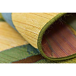 Unique Loom Modern Collection Contemporary, Circles, Abstract, Bright Colors, Indoor and Outdoor Area Rug, 5' 3" x 8' 0", Beige/Green