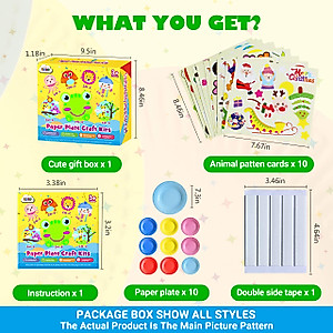 ZMLM Arts Crafts Gift Christmas: Paper Plate Art Kit for Girl Boy Art Supply Project Toddler Creative Fun Children Preschool Party Favor Bulk Activity Birthday Game Xmas Holiday Crafts Toys for Kids