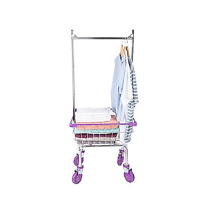 CHAMIN 1.5BU Chrome Coated CART for House and Commercial (Lavender Color) (Chrome, 1.5 Bushel)