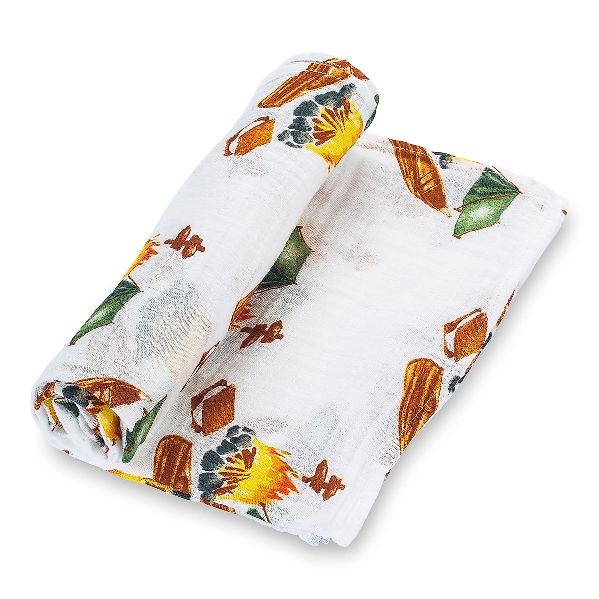 LollyBanks 100% Cotton Muslin Swaddle Forest Baby Blanket Set, Deer, Bear, and Pine Tree Pattern | Boy Receiving Blankets Pack of 3 Breathable Security Swaddles