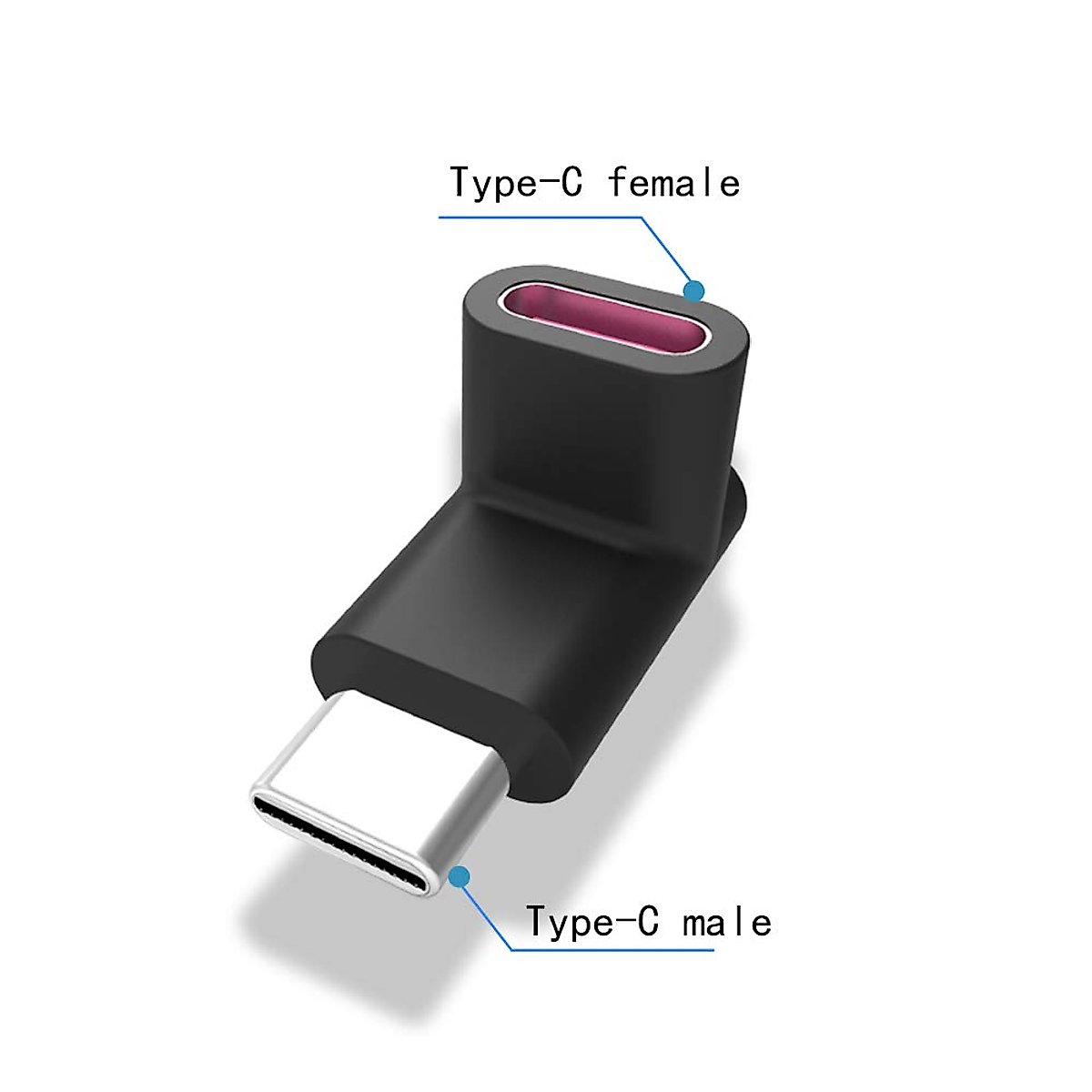 90 Degree Right Angle Type-C Male to Type-C Female Adapter 100W 40G,up and Down 90 Degree Type-c Plug to Jack Expansion Adapter is Suitable for Notebook Computers, Tablet Computers and Mobile Phones